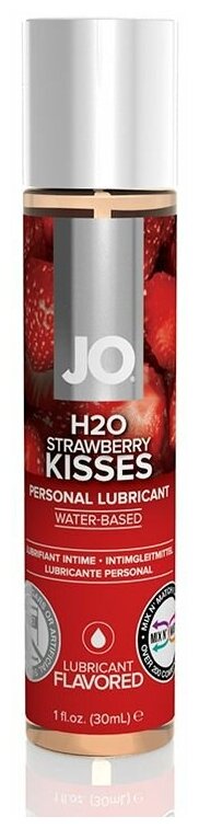Смазка С ароматом клубники JO FLAVORED STRAWBERRY KISS - 30 МЛ.