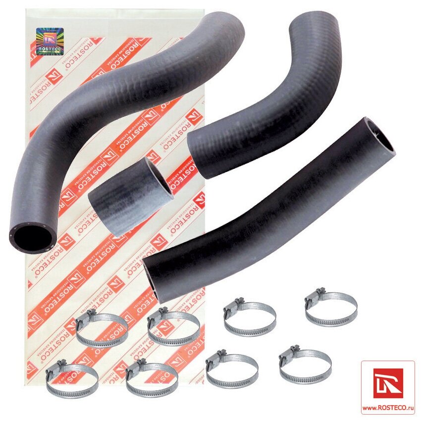 Патрубки радиатора для ВАЗ 21073 инжектор 4 шт. с хомутами Rosteco