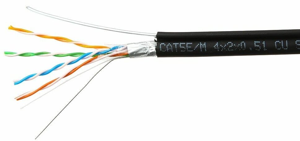 Кабель SkyNet Premium FTP outdoorx0,51 на тросу, медный, FLUKE TEST, кат.5e, однож, 305 м 4x2