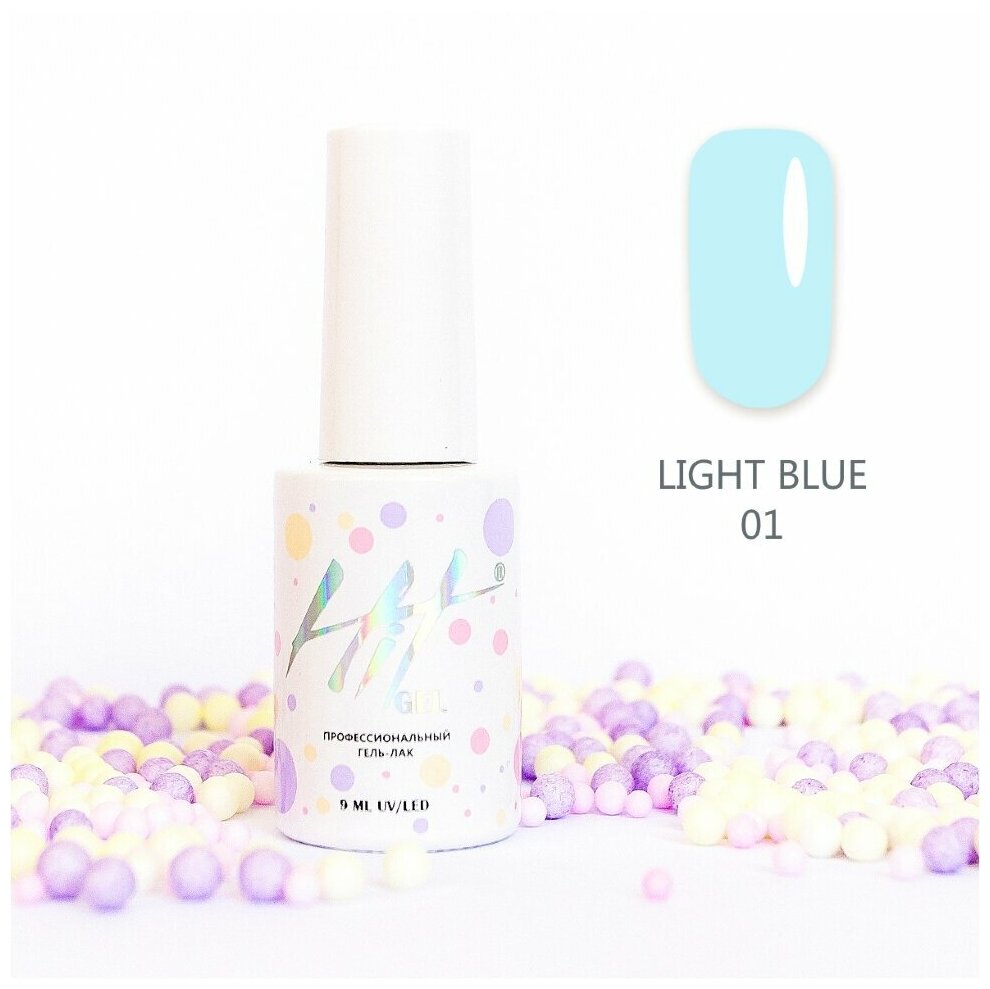 Гель-лак HIT Бирюзово-синяя коллекция №01 (Light Blue), 9 мл