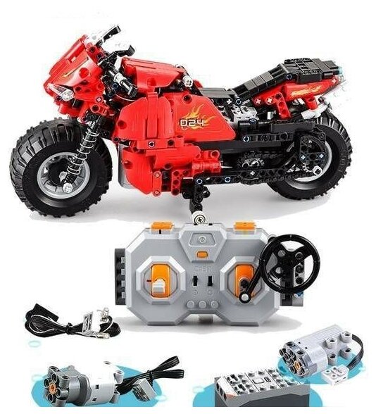 Конструктор радиоуправляемый CADA deTech гоночный мотоцикл (29 см, 2 двигателя, 484 детали) - C51024