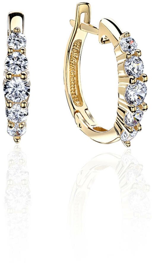 Серьги, желтое золото, 585 проба, фианит