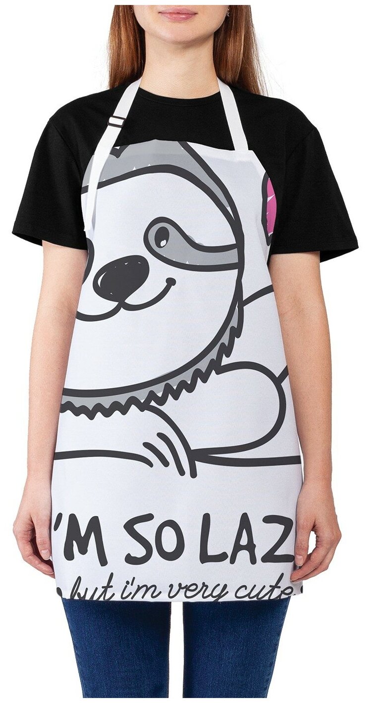 Фартук для кухни тканевый "Милый лентяй" / водоотталкивающий, универсальный размер , JoyArty