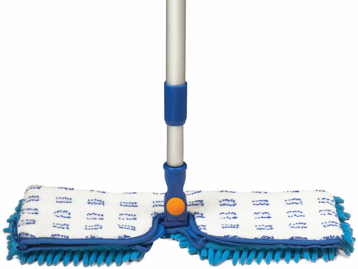 Швабра двусторонняя 40 см, телескопический черенок 130 см (алюминий), резьба 1,6 см, микрофибра, LAIMA, 601465