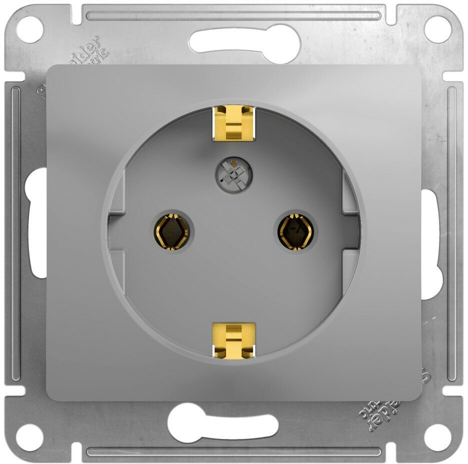 Евророзетка 1 СП 16А механизм SE Glossa Алюминий