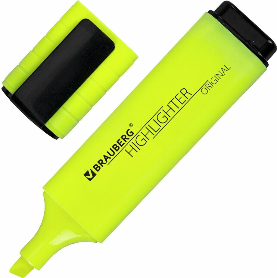 Текстовыделитель BRAUBERG "ORIGINAL NEON", желтый, линия письма 1-5 мм, 152211, 152211