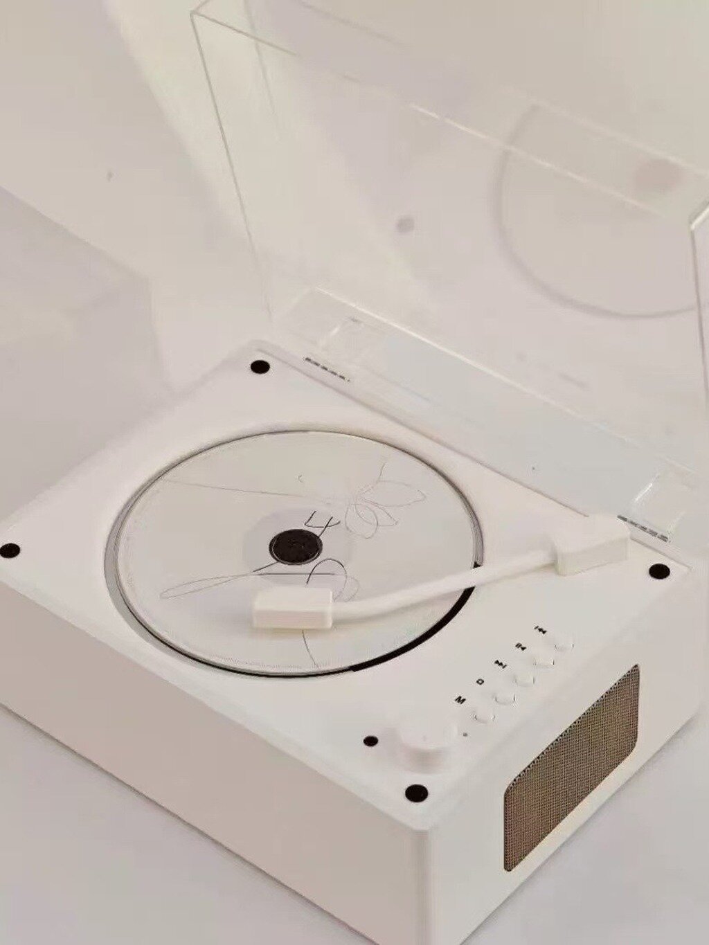 Ретро CD-плеер виниловый проигрыватель с Bluetooth колонкой, цвет дерево белое