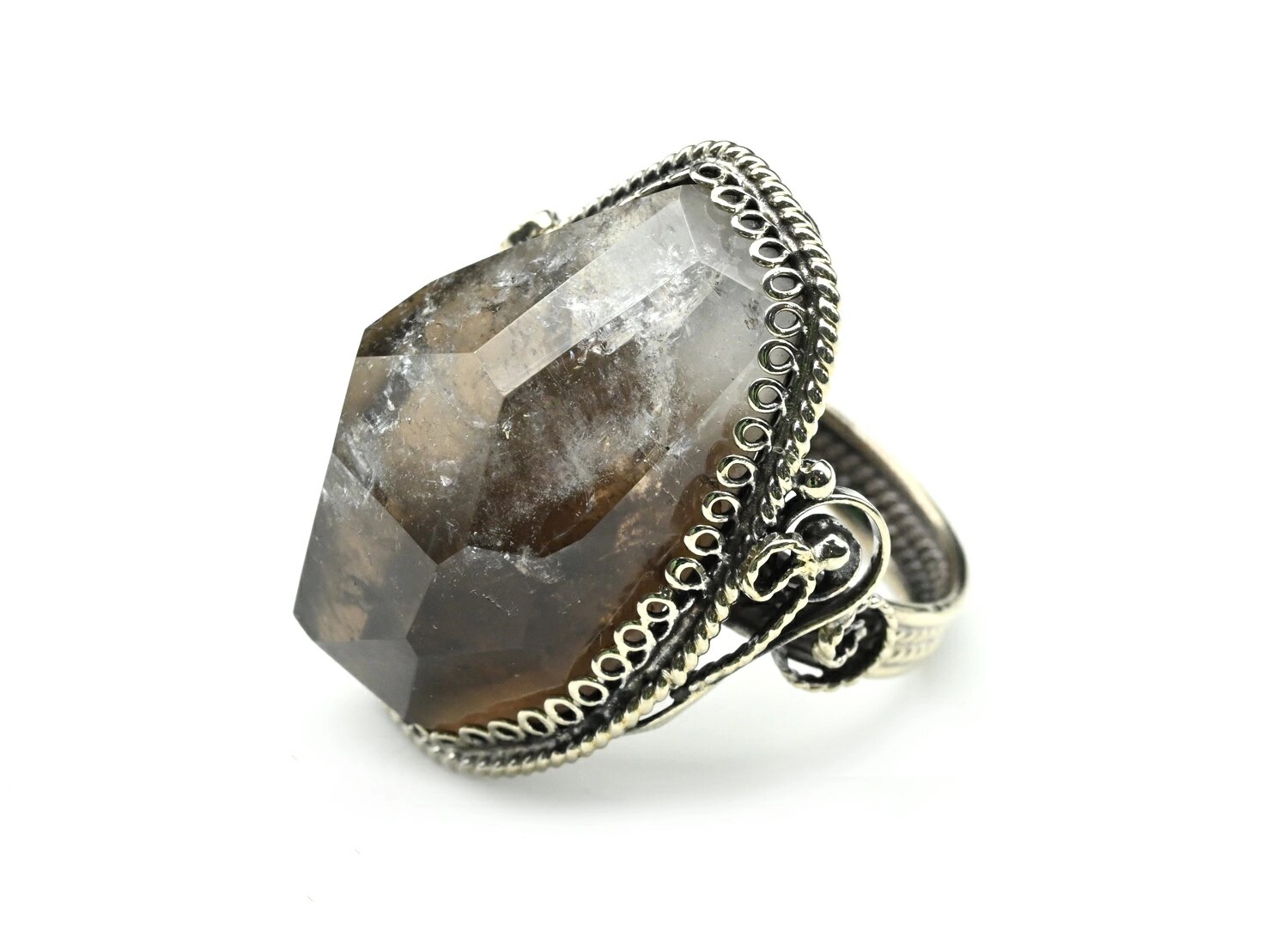 Кольцо, раухтопаз, топаз