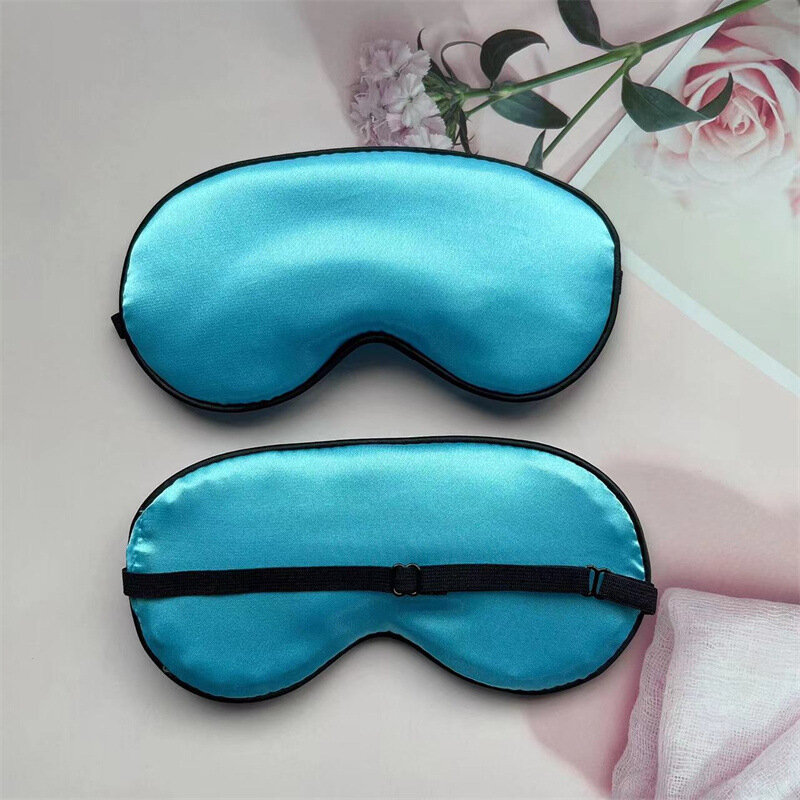 Детская маска для глаз, имитация шелка, двусторонняя, небесно-голубая