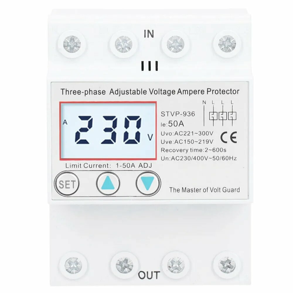 Стабилизатор напряжения STVP936, ЖК-дисплей, 230-400 В, 50 А