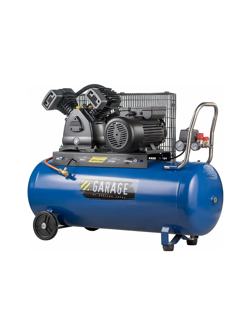 Компрессор Garage PK 100, масляный, ременной, 2 цилиндра, 2,992 л. с.