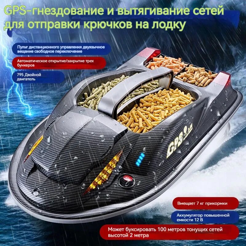 Лодка-приманка с GPS, может тянуть байдарки, может тралить сети
