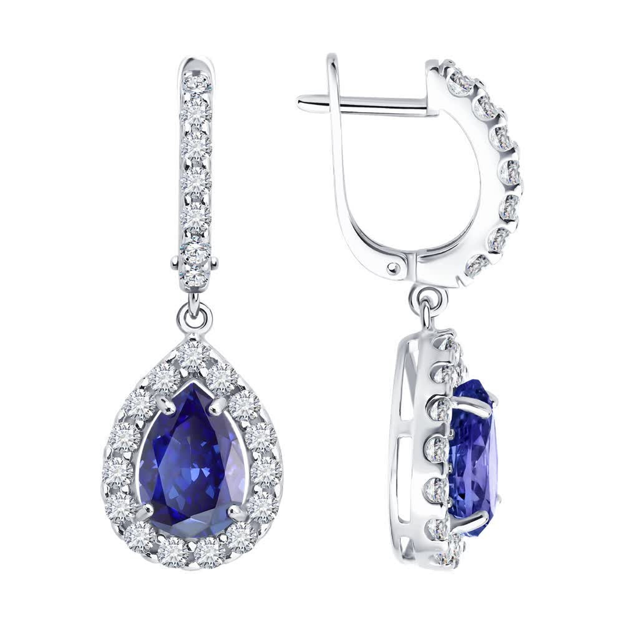 Серьги, серебро, 925 проба, родирование, фианит