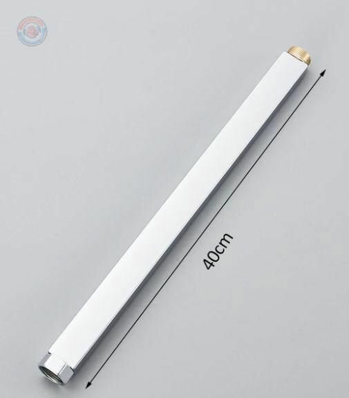 Удлинитель для душевой штанги 40 см, хром, квадратная форма, подходит для тропического душа, повышает лейку, универсальная резьба 2/2,5 см