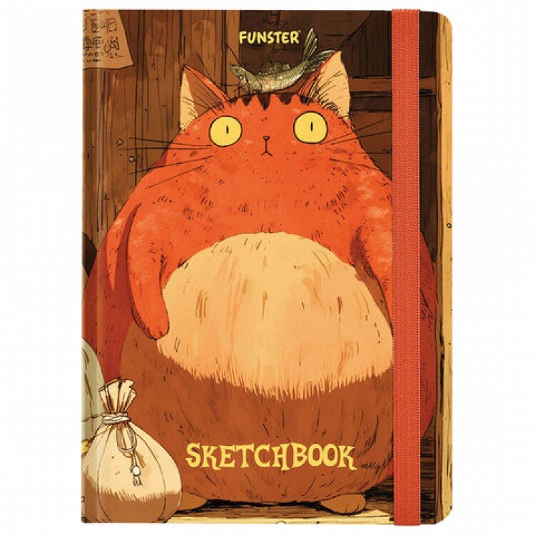 Скетчбук, белая бумага 120 г/м2, 145х203 мм, 80 л, резинка, твердый, FUNSTER (фанстер), "Пухляши", 116898