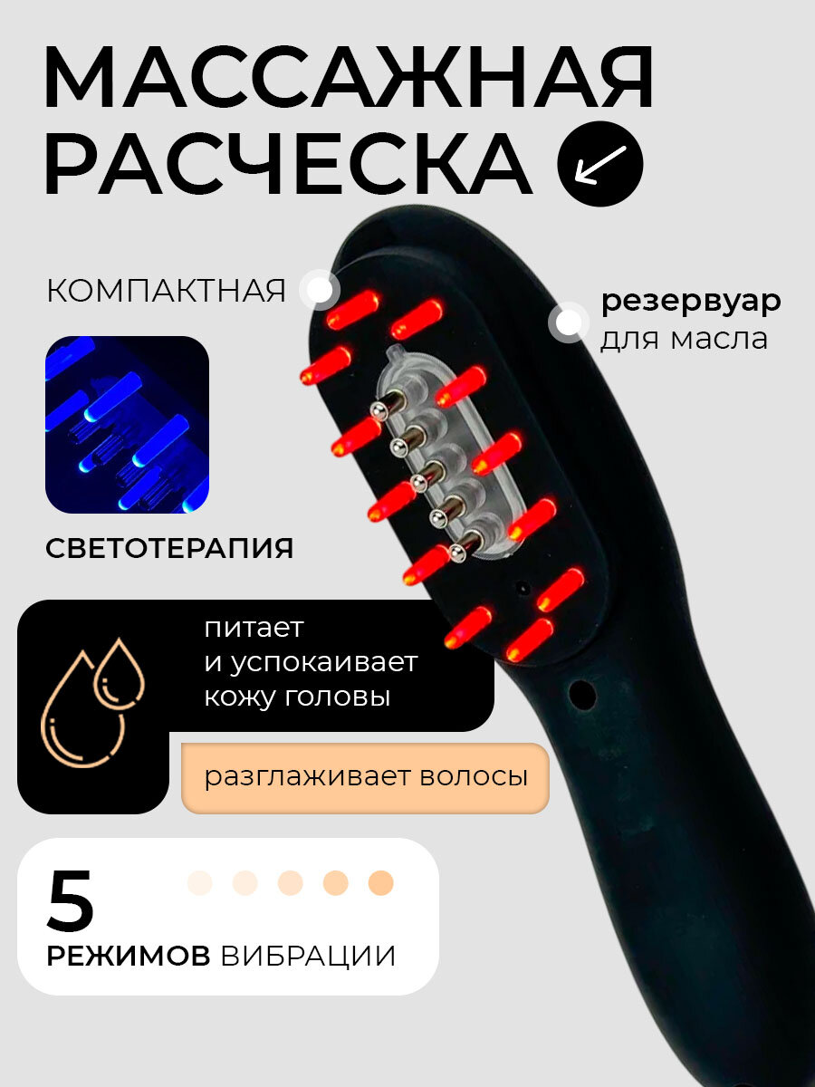 Электрическая расческа - массажер для улучшения состояния волос, черная