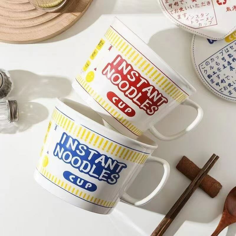 Большая миска для лапши быстрого приготовления с крышкой, мультяшная.