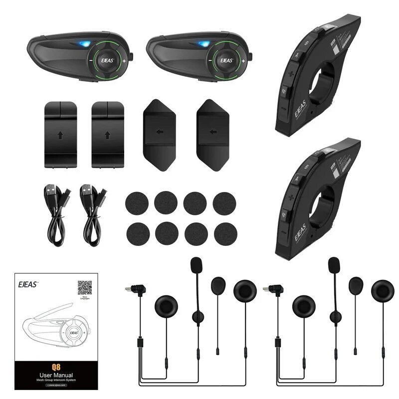 EJEAS Q8 Bluetooth гарнитура для мотоцикла, 6 гонщиков