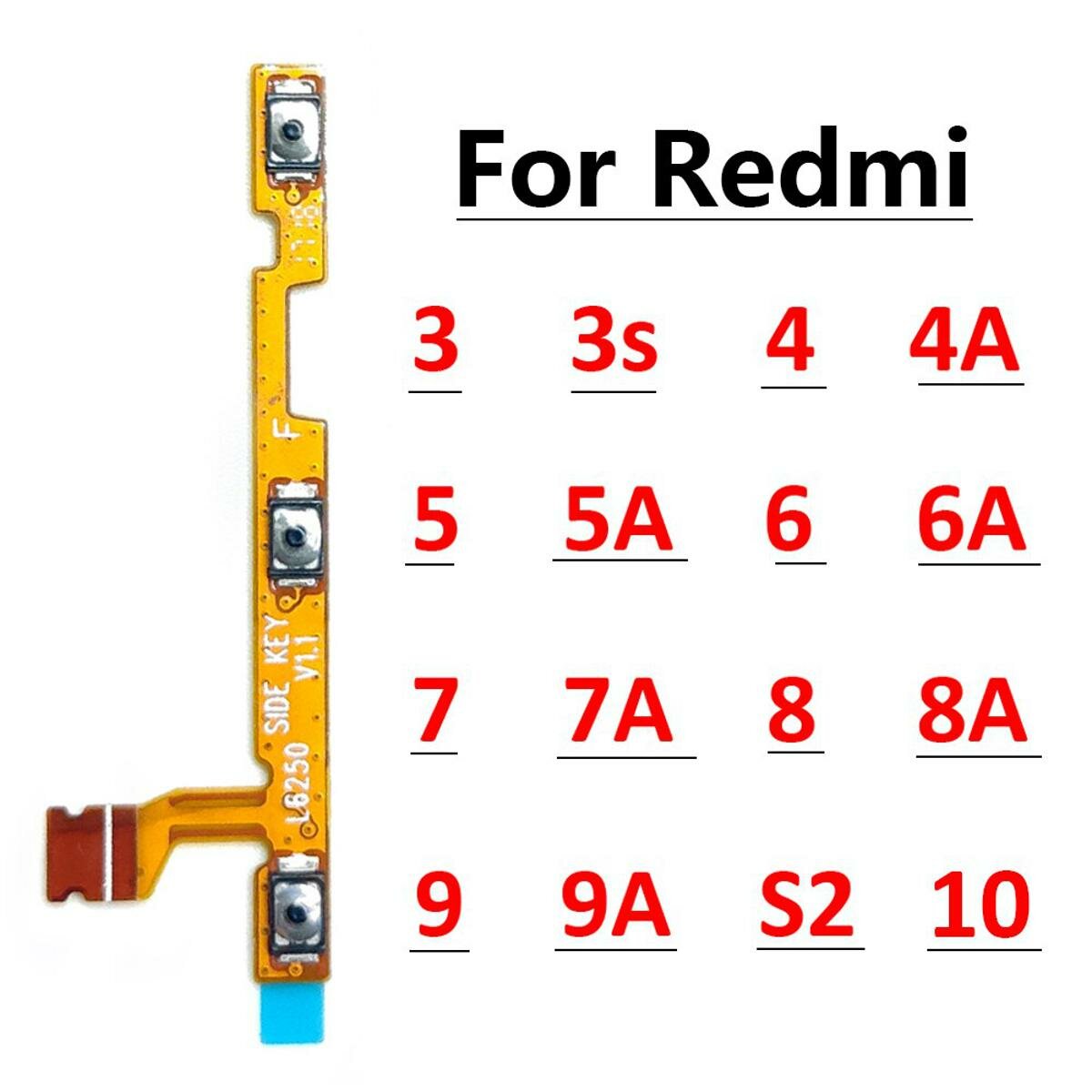 Новые запасные части для шлейфа кнопки регулировки громкости Xiaomi Redmi S2 9 10 9A 8 8A 7 7A 6 6A 5 5A 4A 4X 3 3S 4 6