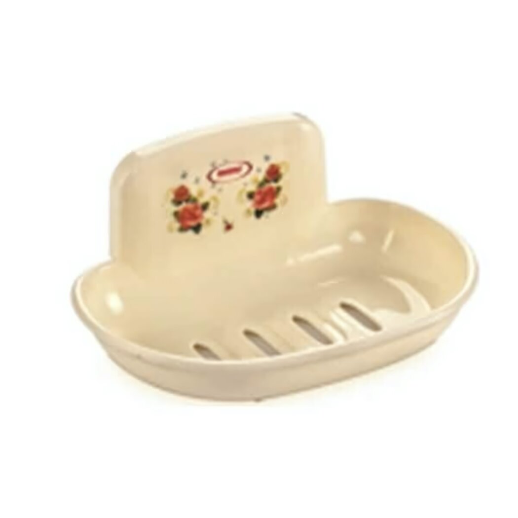 Мыльница овальная с присосками, кремовый цвет, отверстия для стока воды