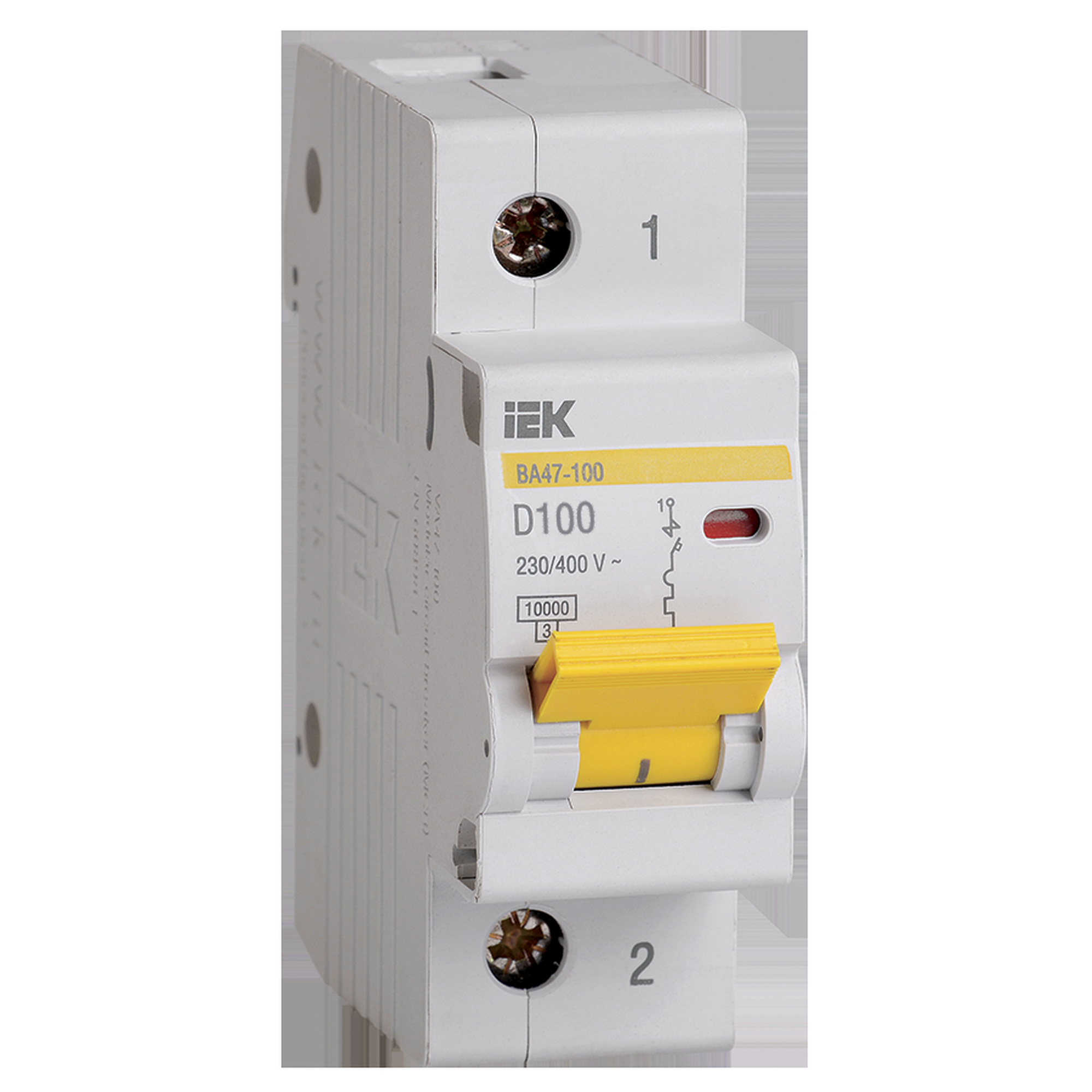 Автоматический выключатель IEK ВА47-100 1Р 100А 10кА D, 400В, IP20, термомагнитный, на DIN-рейку
