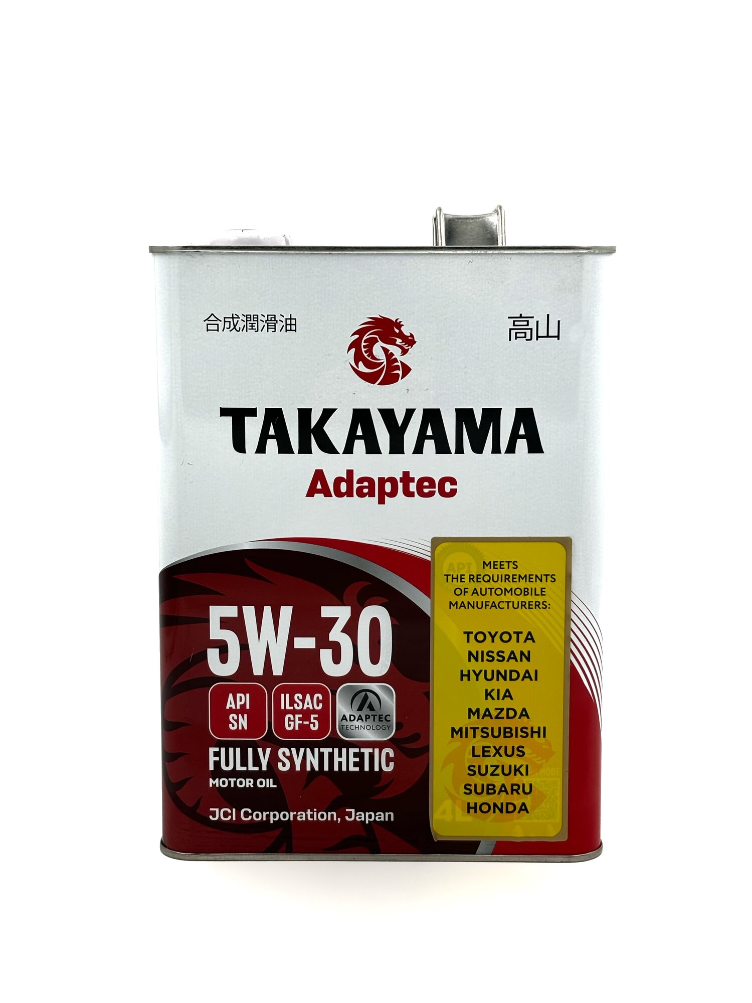 Масло моторное TAKAYAMA Adaptec 5W-30 Fully Synthetic SN GF-5, 4 литра