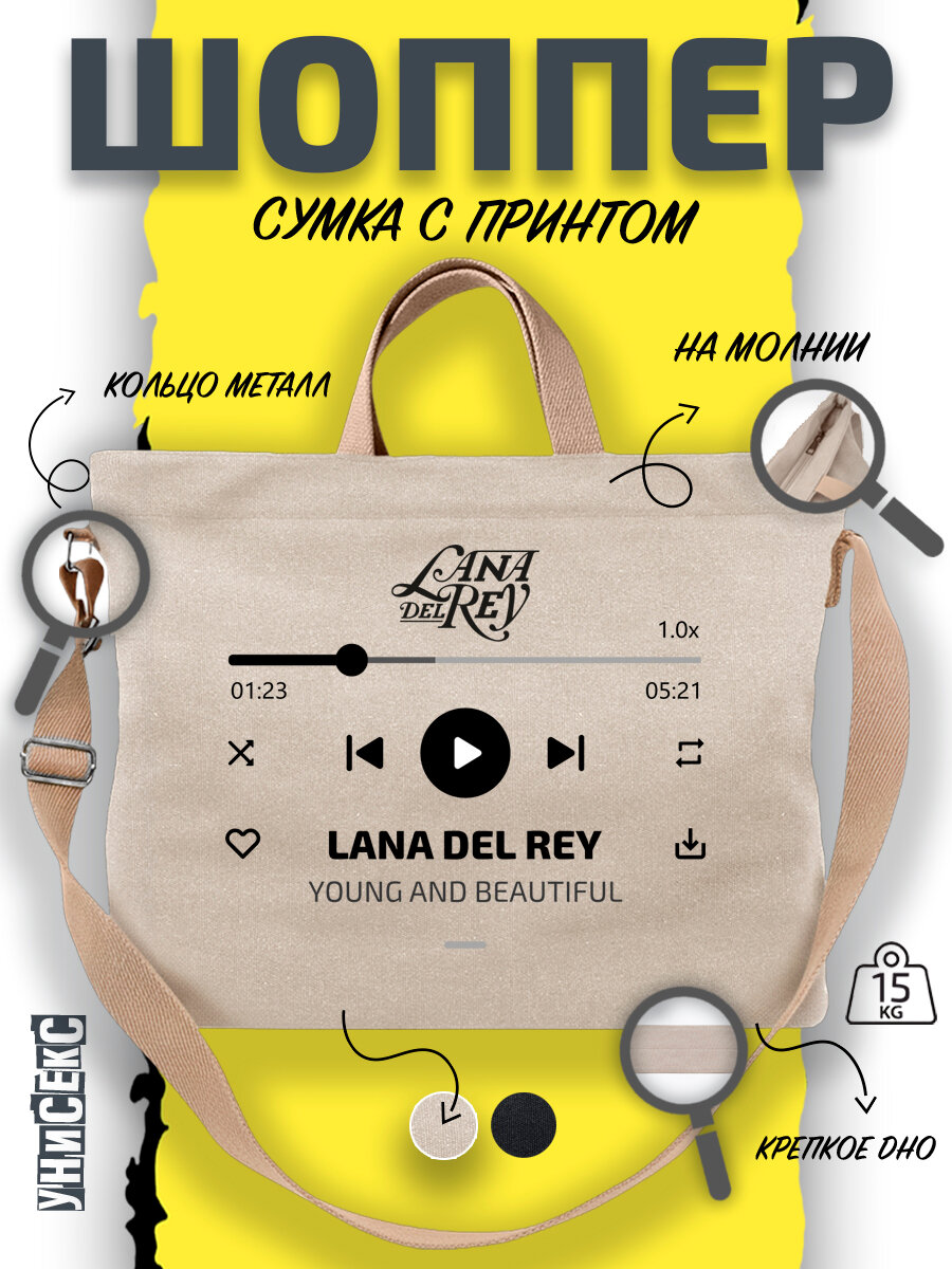 Сумка  шоппер y2k через плечо Lana Del Лана Дель Рей