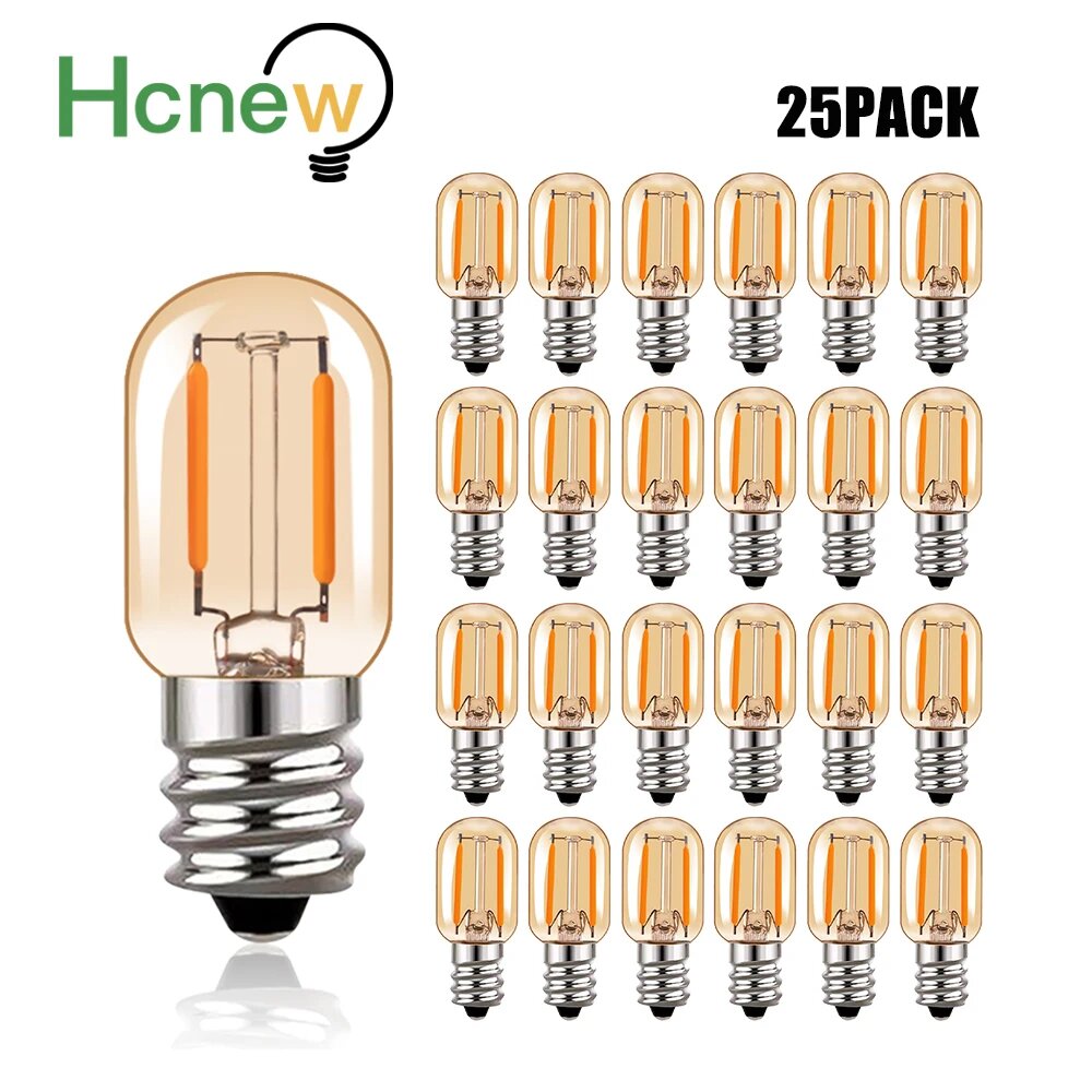 Hcnew Янтарные светодиодные лампы E14 T22 1Вт 25pcs LED Bulbs, E14 220-240V