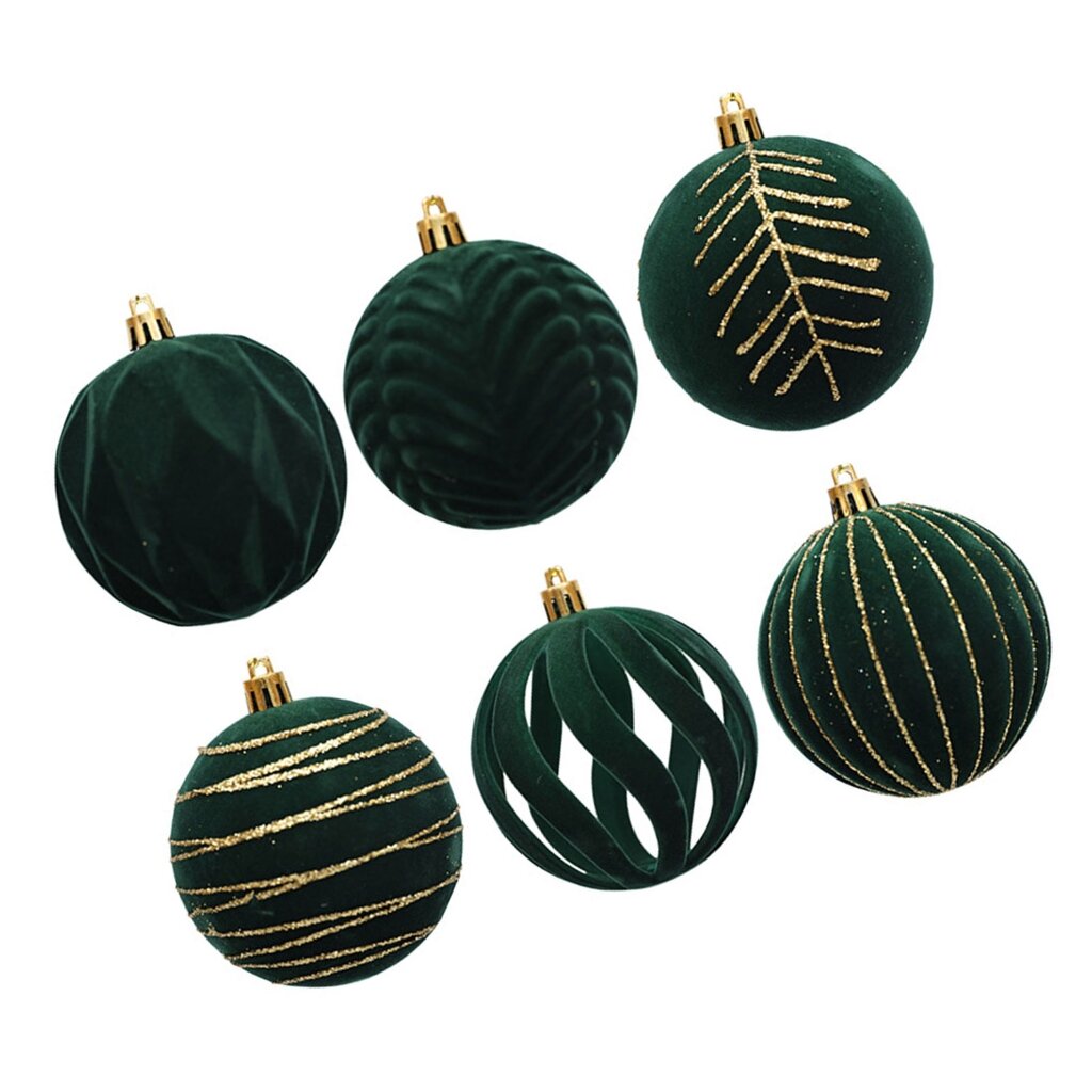 6 шт. Блестящие шары для новогодней елки Велюровые украшения для праздничного декора дома