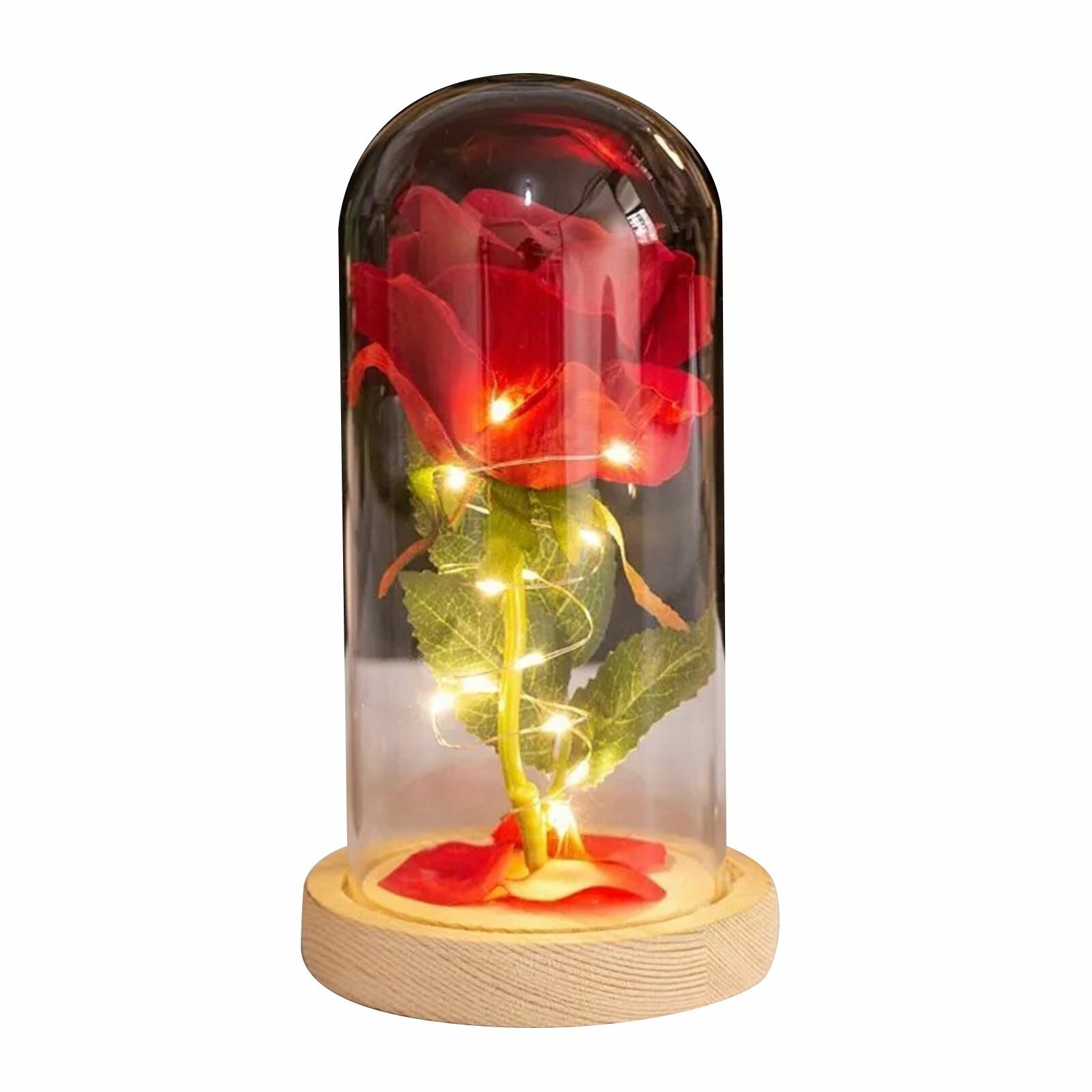 Красивая светодиодная лампа в виде розовой стеклянной бутылки, яркое украшение из сушеных цветов розы на день рождения, подарки ко Дню святого Валентина, украшения для дома