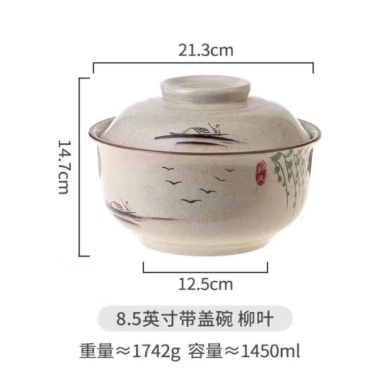 Керамическая суповая миска с крышкой, подходит для лапши, супа и рамэна, термостойкая, простая в использовании и очистке