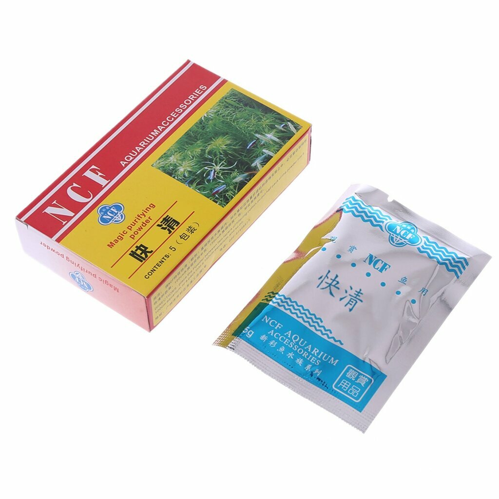 Порошок-Осветлитель Аквариумной Воды 5 Мешочков Безопасен для Водных Растений, Очищающий Воду для Аквариумов с Морской и Пресноводной Рыбой