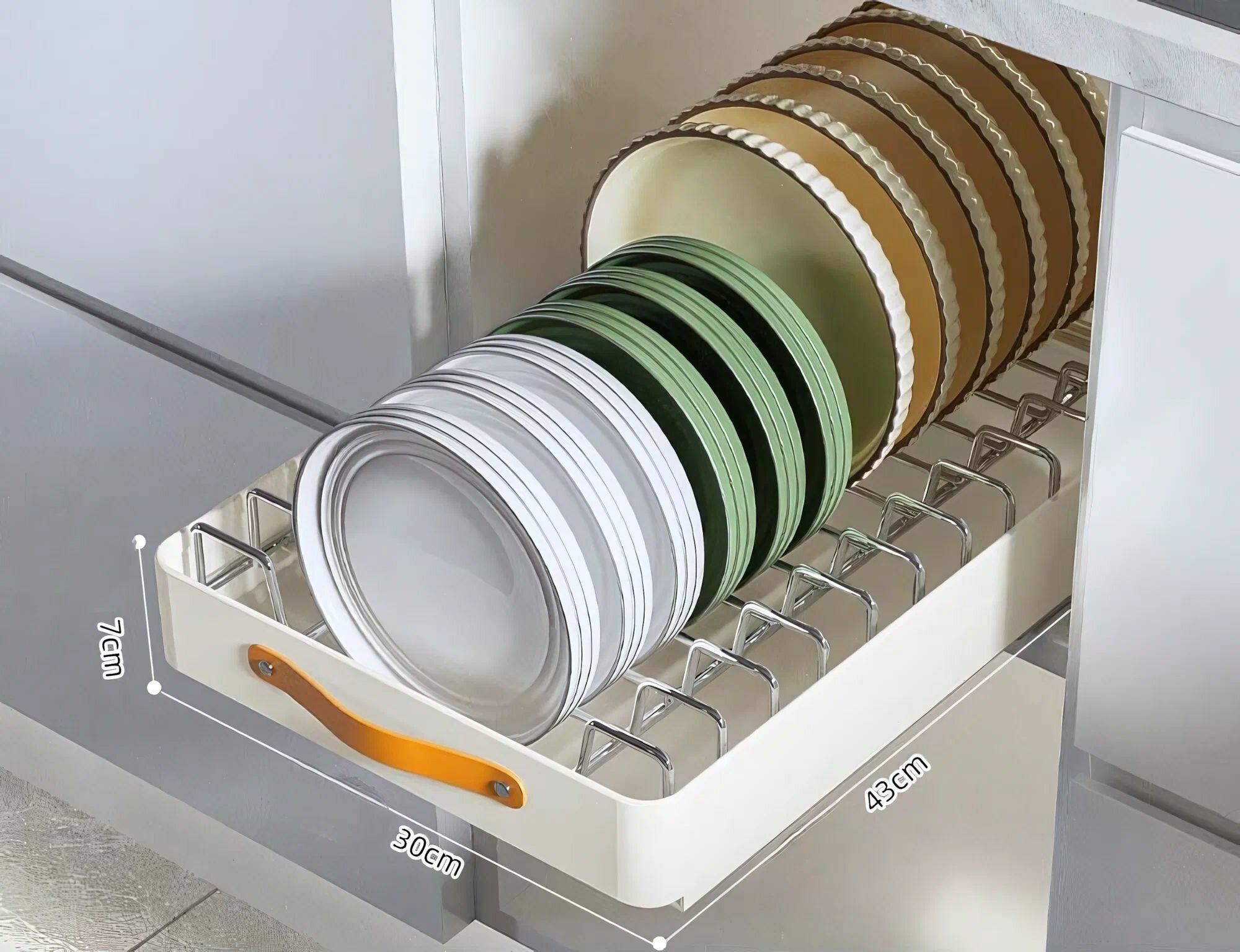 Выдвижная сушилка для посуды/для плоских тарелок, нержавеющая сталь, 30 см x 43 см