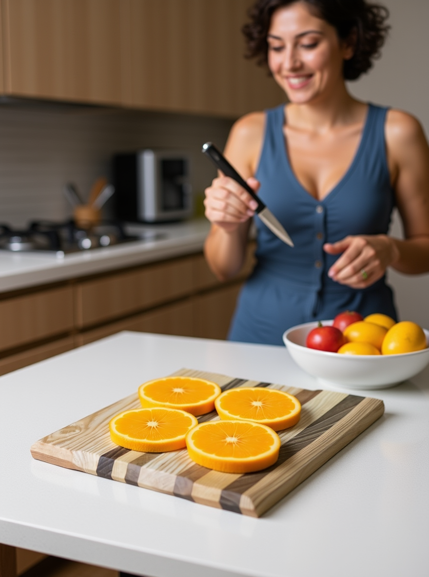 Именная Разделочная/Сервировочная доска деревянная, дерево акация, 26*21*2.5 см, ручная работа