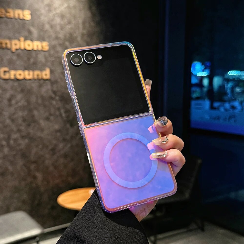 Роскошный Магнитный Чехол С Градиентным Лазерным Дизайном И Galaxy Z Flip7 FE, B (Magnetic)