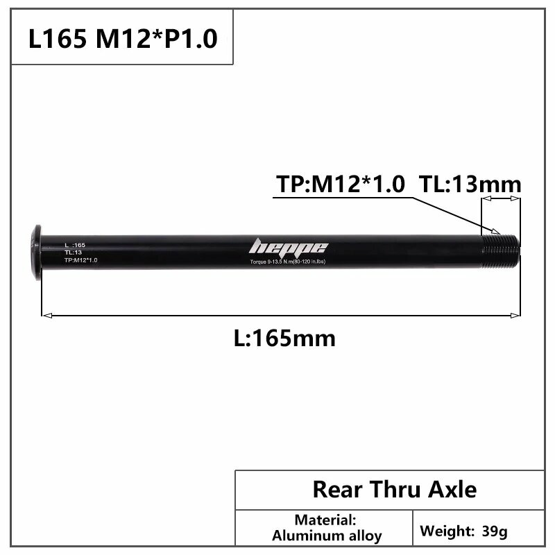 HEPPE MTB шоссейный велосипед сквозная ось задняя ступица сквозная ось передняя вилка вал шампуры 12x100 12x110 12x142 12x148 M12xP1.0/P1.5/P1.75, Черный