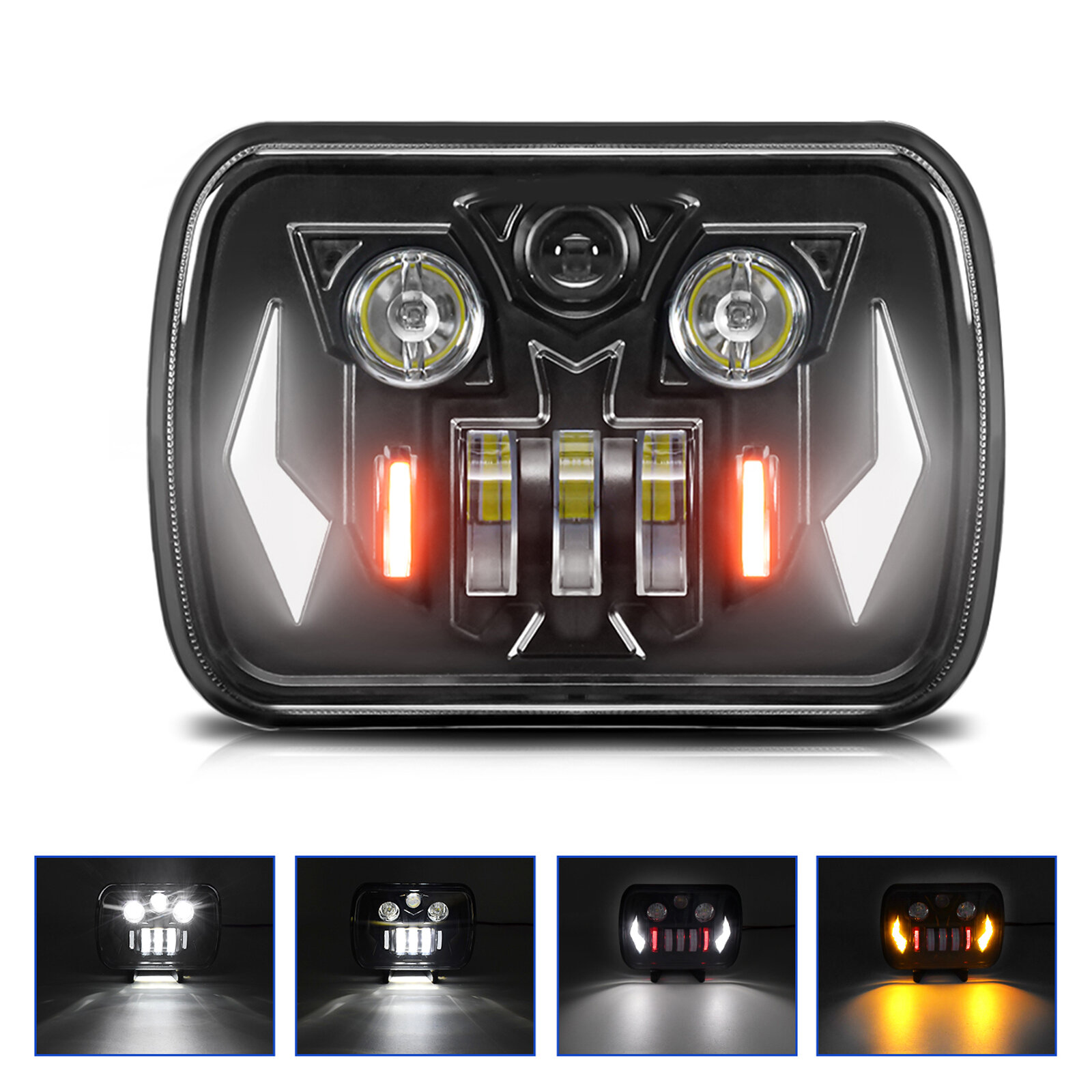 1 шт. 5x7" 7x6" светодиодная фара, 7-дюймовая прямоугольная фара с дальним/ближним светом DRL, замена указателя поворота для Jeep Ford Chevrolet GMC