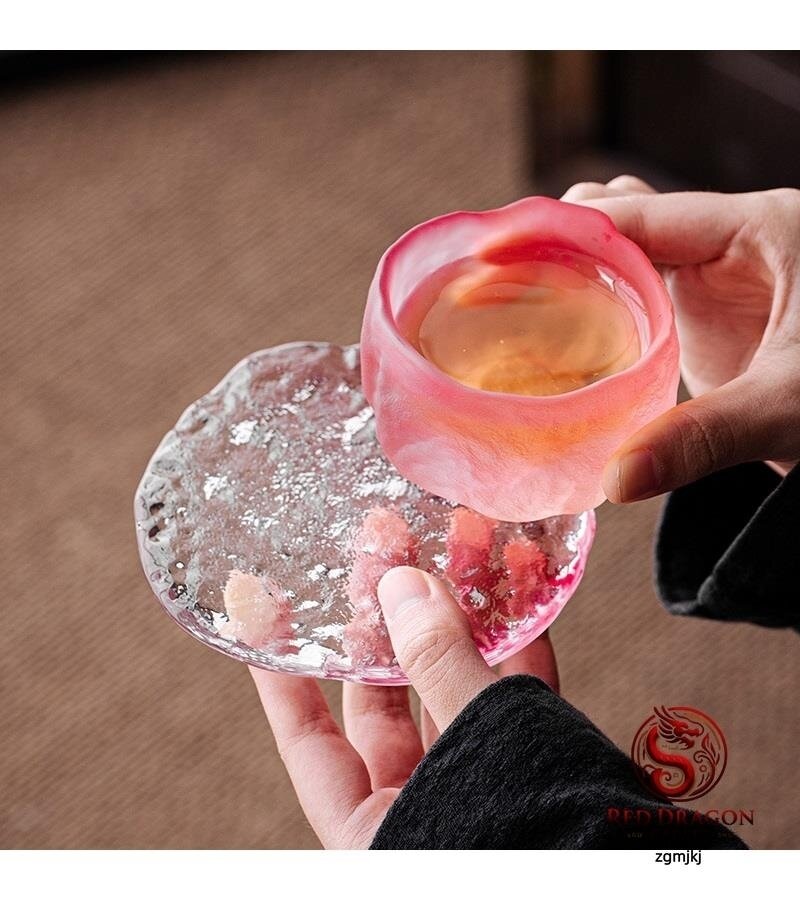Чайная чашка из китайского ледникового хрусталя + подставки 60мл / Замороженная чашка сакэ