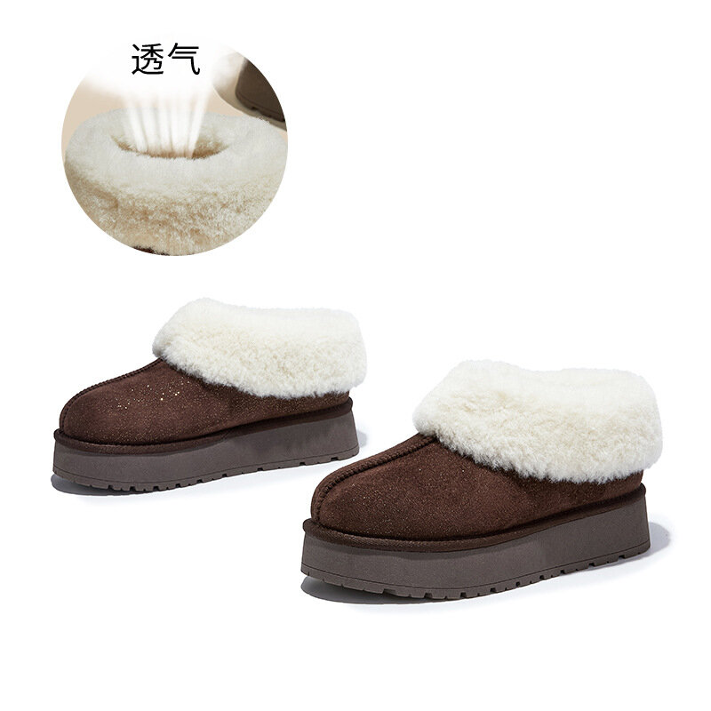 Новые блестящие зимние ботинки на толстой подошве для женщин 2025 года, теплые хлопковые ботинки из бархата, женские ботинки на одну ногу, универсальные ботинки для женщин