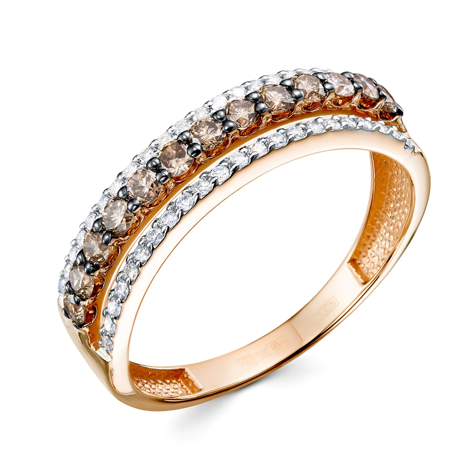 Кольцо дорожка, красное золото, 585 проба, бриллиант