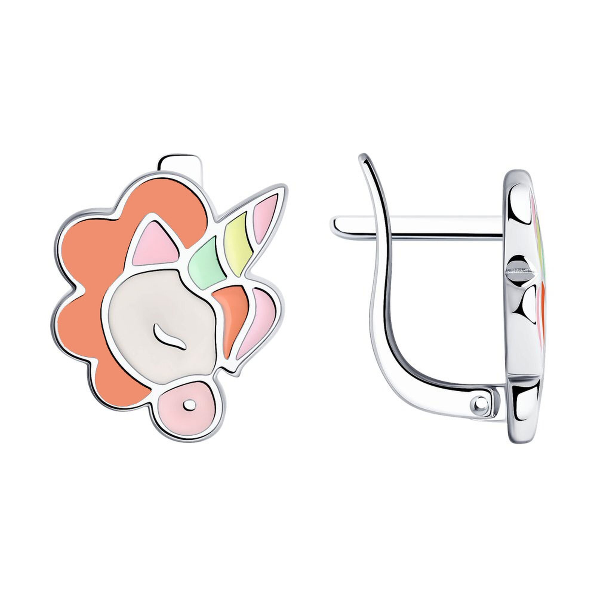 Серьги, серебро, 925 проба, родирование, эмаль