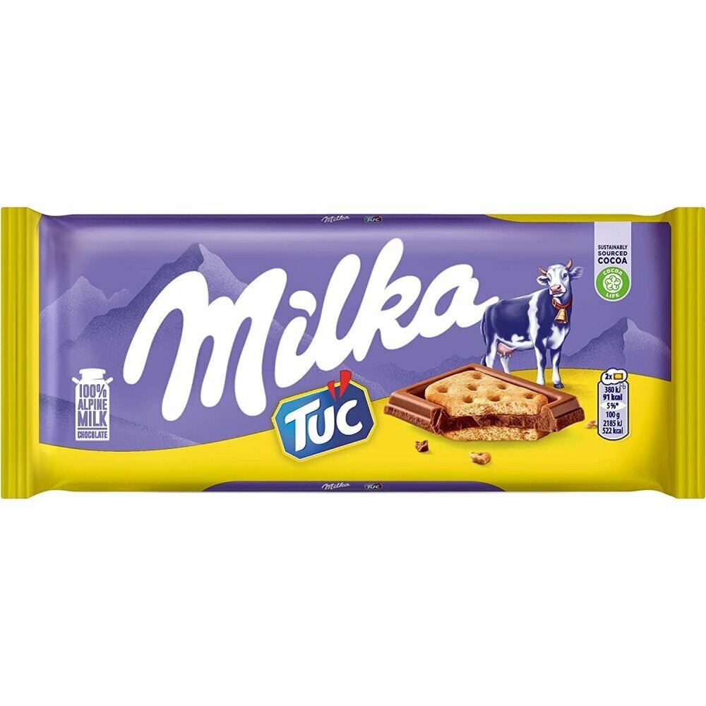 Шоколадная плитка MILKA молочная с крекерами "TUC" 87г(Импорт)