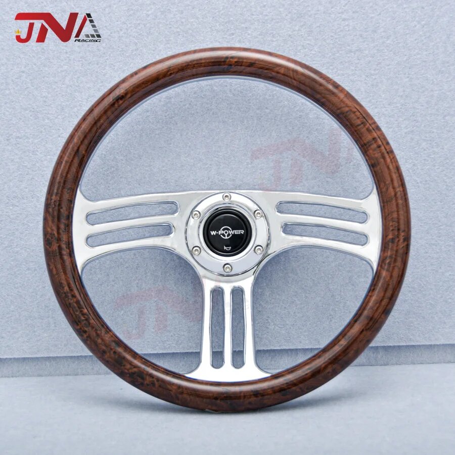 14-дюймовый винтажный гоночный руль под дерево W-POWER, классический руль с деревянным эффектом, Коричневый