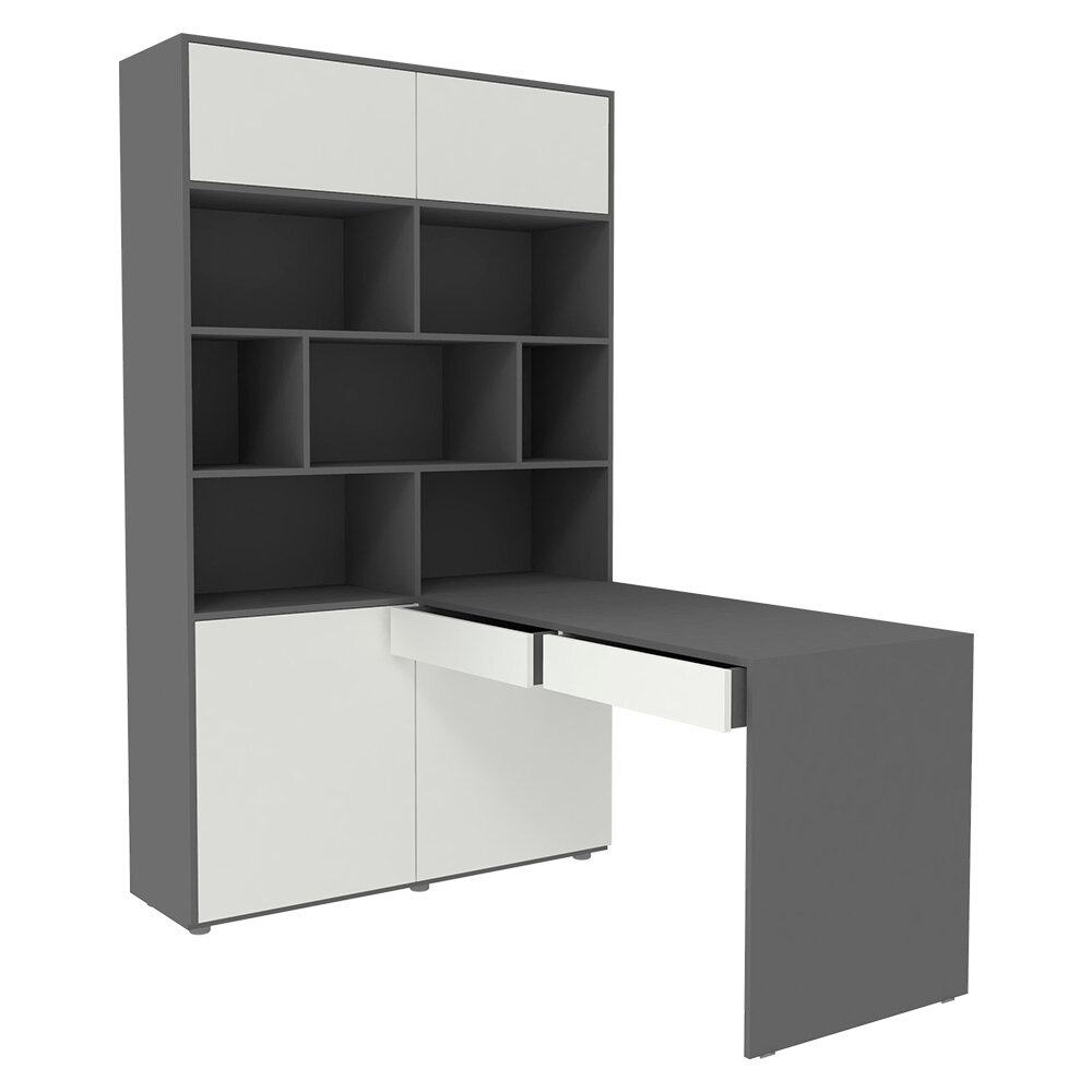 Стол письменный со стеллажом 1200 Темно-серый Белый