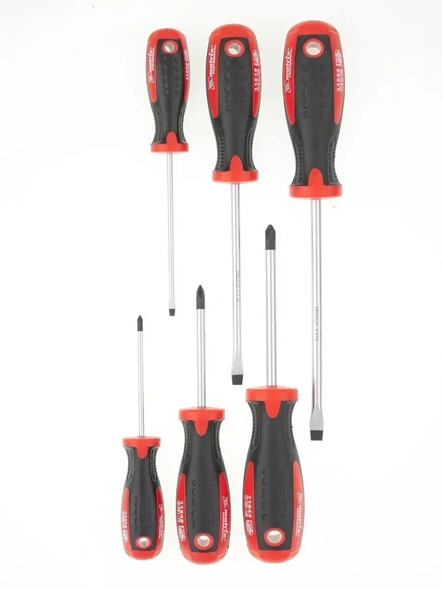 Набор отверток (шлицевые, крестовые), 6 штук, 13303