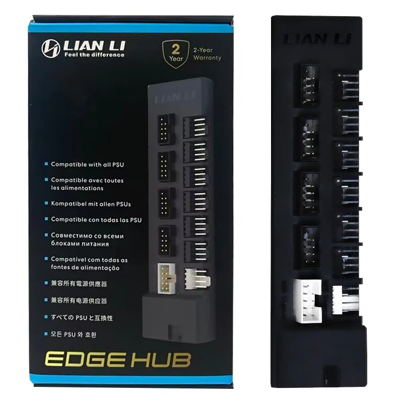 Модульный USB-концентратор Lian-Li Edge Hub и ШИМ-концентратор вентилятора, Black