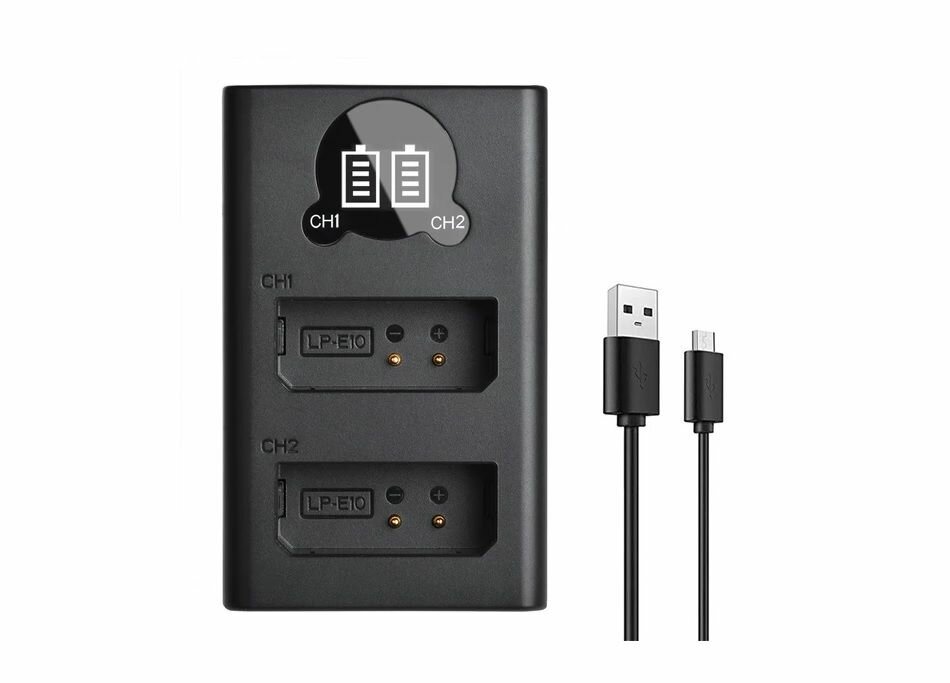 Двойное зарядное устройство DL-LPE10 Micro и C Type USB Charger с инфо индикатором