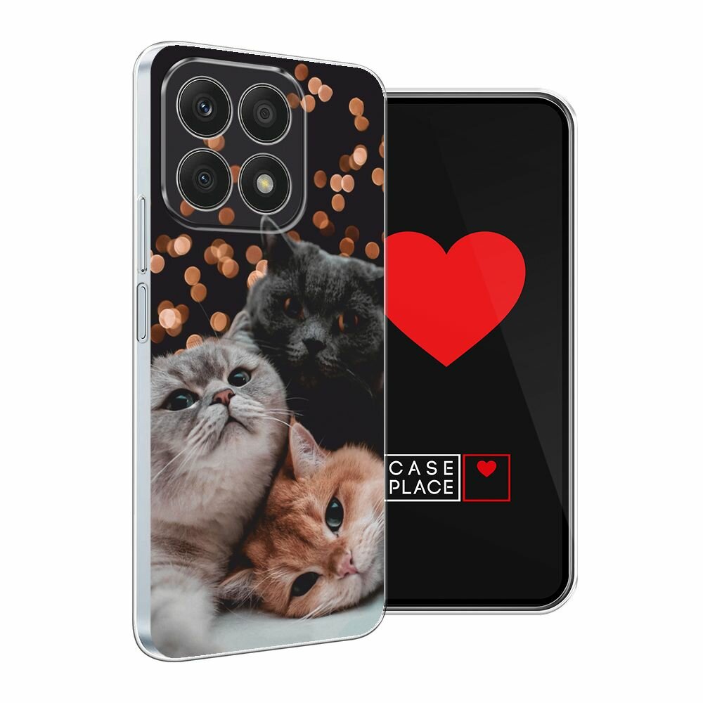 Чехол на Honor X8A / Хонор X8A с принтом "Кошачьи обнимашки" — фото 1