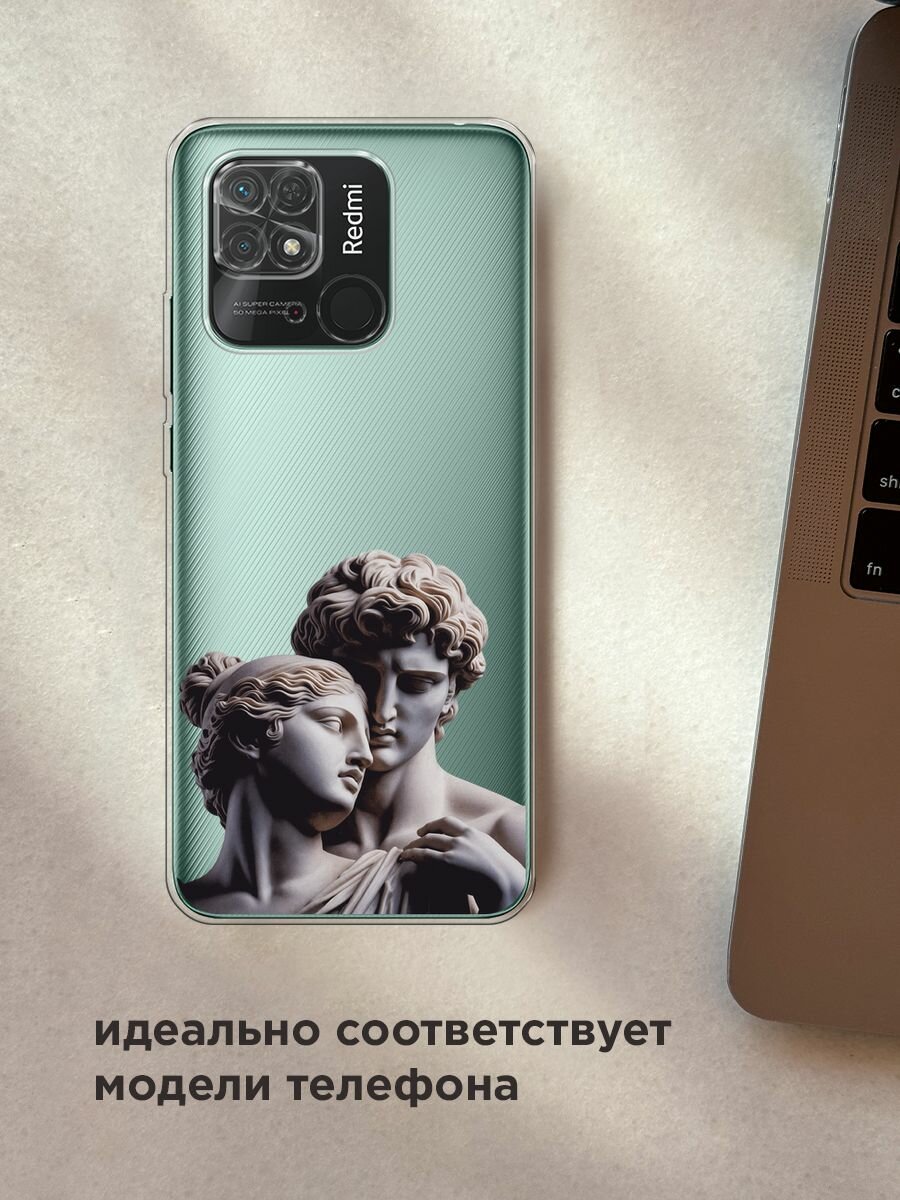 Чехол на Xiaomi Redmi 10C / Сяоми Редми 10C с принтом "Нежные скульптуры - 14 февраля", прозрачный — фото 1