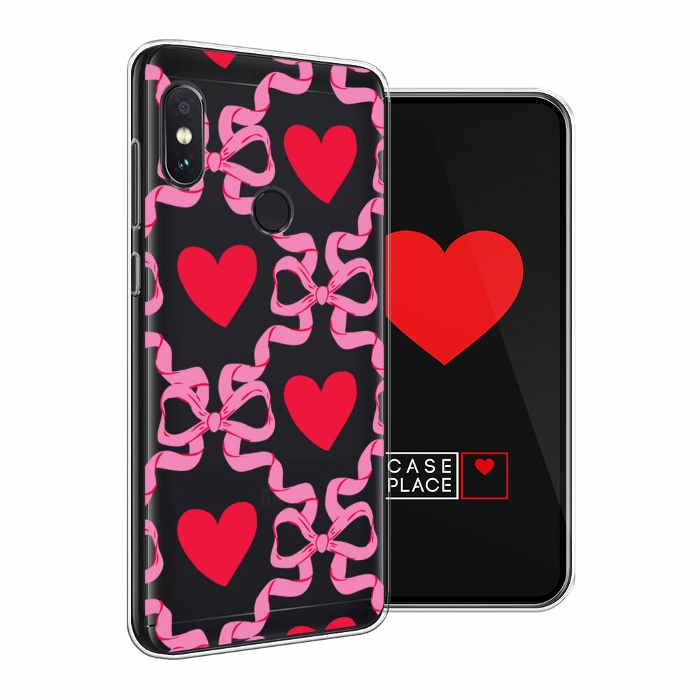 Чехол на Xiaomi Redmi Note 5/Note 5 Pro / Сяоми Редми Нот 5 с принтом "Hearts and ribbons 2 - 14 февраля", прозрачный — фото 1